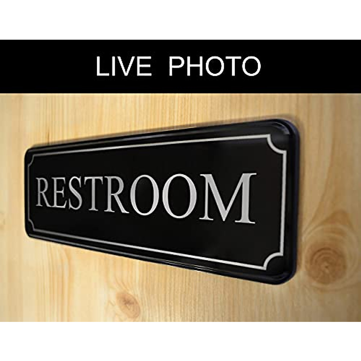 Restroom Sign for Office Door Wall – Bathroom Signs for Home and Business - Water Closet Sign Black White Sticker 9×3 in - Easy Installation Without Any Tools - Quality Guaranteed by MolnijaPro
