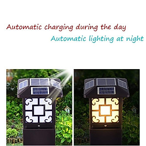 ZMY Vintage Acrylic Lampshade Pillar Lighting Retro Anti-Rust LED Outdoor Column Lamp Waterproof Garden Post Light Lawn Landscape Door Home Park Pathway Illumination