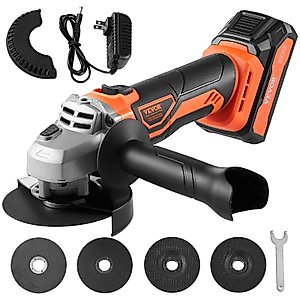 VEVOR Cordless Angle Grinder Kit For 4-1/2'' 9000 rpm, Cordless Electric Grinder Power with 20V Fast Charger for Cutting, Polishing, Grinding, Rust Removal