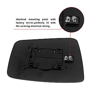 Left Driver Side Heated Mirror Glass Replacement For 2009-2018 Dodge Ram 1500 2500 - Ram 1500 Side Mirror Glass With Rear Holder- Replace 68079362AA 68050298AA