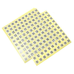 RLECS 30pcs Digital Number Sticker Size Label Self Adhesive Label Sticker Round Shaped 101-200 Number Labels for Storage Management, Home and Office Organization