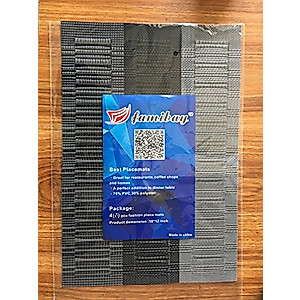 famibay Bamboo PVC Weave Placemats Non-Slip Kitchen Table Mats Set of 4-30x45 cm (Black and Grey)