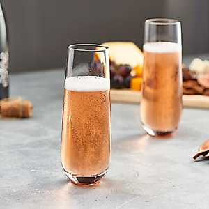 GLING [9.4 oz. Stemless Champagne Glasses Set of 8, Flute Crystal Glass Cups, Cocktail Glass Set - Great for Parties, Weddings and All Occasions