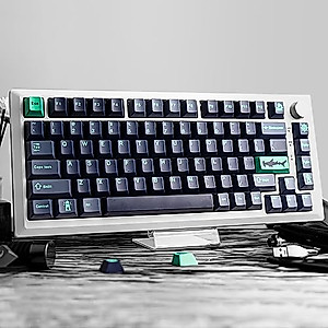 GEKUCAP Custom Keycaps, 129 Keys Dark Blue Keycaps, Dye Sublimation PBT Key Caps, Cherry Profile Keycaps Hammerhead Shark English Set for Cherry MX Gateron Kailh Switches Mechanical Keyboards