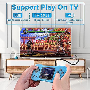 Handheld Game Console for Kids Adults, Retro Game Console Built-in 500 Games, 3.0" FT HD Color Screen, AV Output, Dual 3D Joysticks, Handheld Emulator Game Console Birthday for Kids
