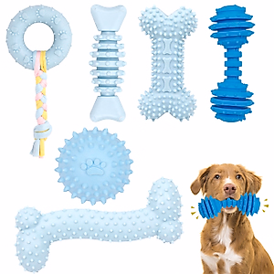 Petbuy Puppy Toys, 6 Pack Dog Chew Toys for Puppy,Teething Toys for Puppies, Soft Durable Interactive Chew Toy for Small Dogs (Blue)