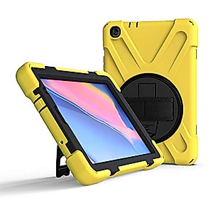 KIQ Samsung Galaxy Tab A Case 8, Heavy Duty Rugged Full-Body Hybrid Shockproof Drop Protection Cover with Kickstand for Galaxy Tab A 8.0 2019 Model SM-T290 / SM-T295 (Shield Yellow)
