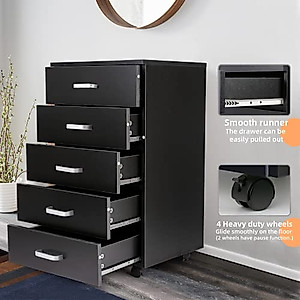 TUSY 5 Storage Drawers, Dresser with Cabinet Storage, Mobile Chest of Drawers for Bedroom,Home Office, Living Room
