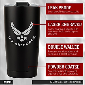 20oz Air Force Tumbler, Double-Walled Insulated Steel USAF Coffee Mug with Lid | Air Force Gifts | USAF 20oz Tumbler