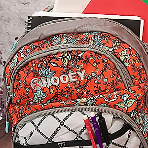 HOOEY Ox 40 Liter School Hiking Backpack Rain Cover Hat Strap Laptop Sleeve Hydro Pockets (Gray/Red/Blue)