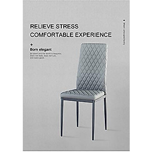 JT Modern Minimalist Dining Chair Fireproof Leather Sprayed Metal Pipe Diamond Grid Pattern Restaurant Home Conference Chair Set of 4 Or 6 (4, Light Gray)