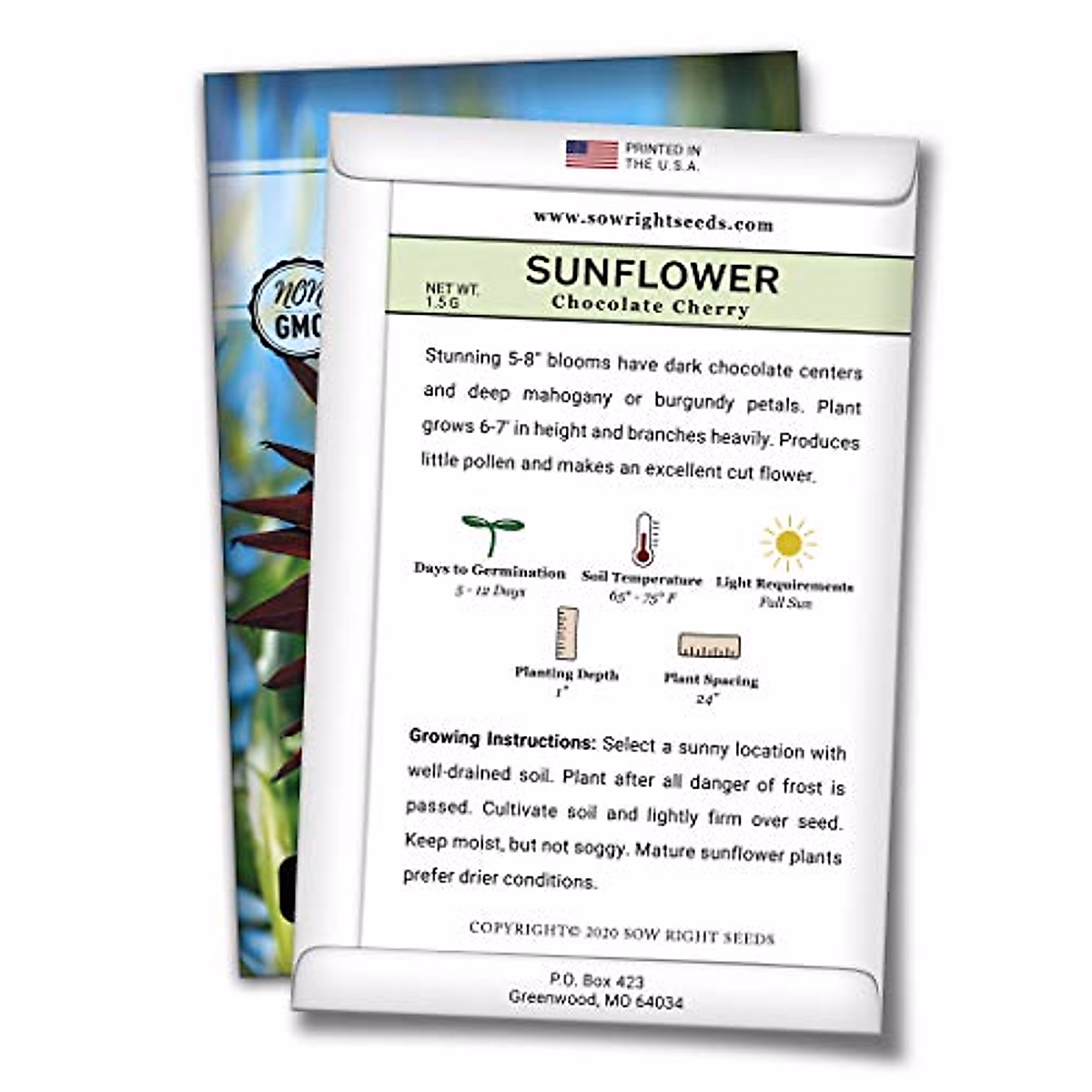 Sow Right Seeds - Chocolate Cherry Sunflower Seeds for Planting - Non-GMO Heirloom Packet with Instructions to Plant a Home Vegetable Garden