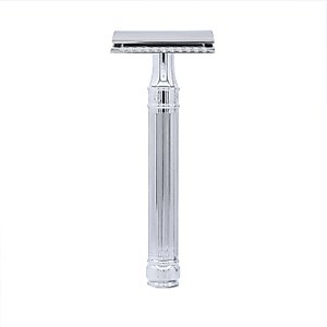 Edwin Jagger Chrome Lined Double Edge Razor - Long Handle