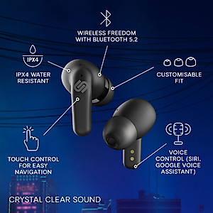 Urbanista Wireless Earphones | Wireless Earbuds with Microphone | 70ms Low Latency Gaming Earbuds | Dual-Mode Bluetooth Earphones | Fast Charge USB-C Earphones | 32 H Playtime | Seoul, Midnight Black