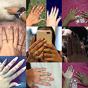 RINHOO FRIENDSHIP 10PCS Bohemian Retro Vintage Crystal Joint Knuckle Ring Sets Finger Rings (Gold)