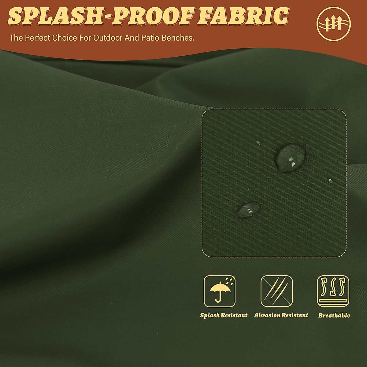 Focuprodu Bench Cushions.Double Piping Bench Cushions for Indoor/Outdoor Furniture,42x16 inchs Outdoor Bench Cushions for Courtyards, Terraces, Swing Cenches (42x16x2.5, Military Green)