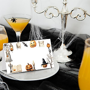 Set of 25 Halloween Tent Table Place Card Party Table Place Tent Labels, Editable Name of Place Cards, Collapsible, Halloween Thanksgiving Birthday Buffet Dinner Party Decorations - JY891