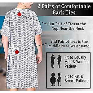 RUVANTI 2 Pack Hospital Gowns for Women/Men - Medical Patient Gowns for Elderly Women - Plus Size Gowns for Home Care - Labor and Delivery/Nursing - Comfortably Fits Sizes up to 2XL