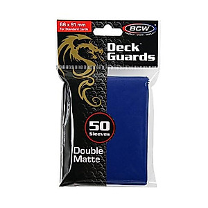 BCW Deck Guard - Double Matte Card Sleeves | 500 Count Box (10 Packs of 50 Sleeves) |Acid-Free, No PVC | Fits 2.5" x 3.5" Game Cards | Archival Safe Sleeves for Card Protection (Black)