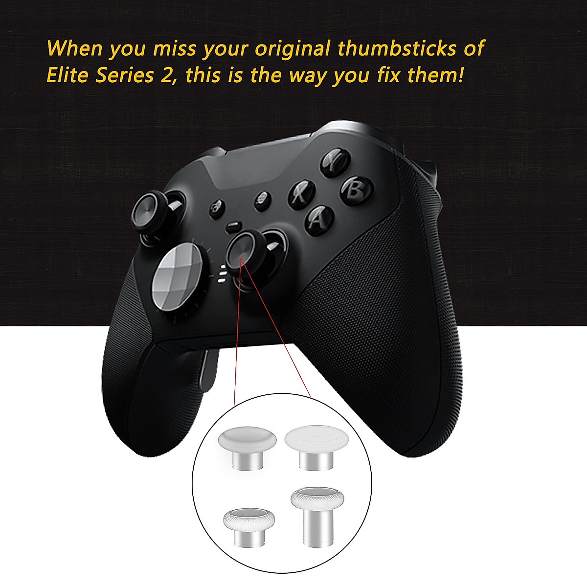 6 in 1 Swap Thumbsticks, Replacement Magnetic Joysticks for Xbox One Elite Series 2 Controller (White)