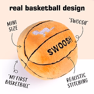 Plush Baby Basketball Rattle | Baby Basketball Toy | Learning Content | Great Gift for Baby and Toddler Girls or Boys | 0-36 Months