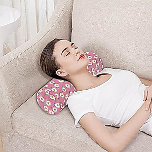 Vnurnrn Pink Spring Daisy Neck Support Pillow Round Neck Roll Bolster Cylinder Pillow Cervical Pillows Knee Pillow for Leg Knee Back Head Support for Work Women Men Traveling Headrest