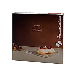 Madlen Cake Plate Glass Stand Square Platter with Geometric Pattern - 9.5 inches