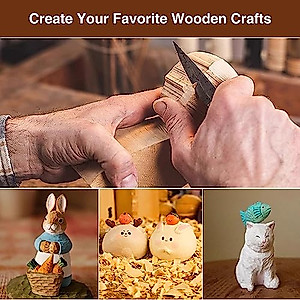 Wood Whittling Kit for Beginners Kids and Adults,Wood Carving kit Set With 8PCS Basswood Carving Blocks,Wood Carving Tools Gift include 6PCS Whittling Knife,Gloves,Roll Bag,Sharpener for Widdling Kit