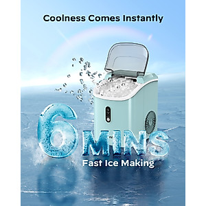 Nugget Ice Maker Countertop - Silonn Pebble Ice Maker Machine with Self-Cleaning Function, 33lbs/24H, Ice Makers for Home/Kitchen/Office, Green