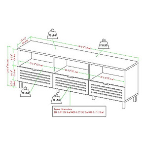 Walker Edison Modern Slatted Wood TV Stand for TV's up to 80" Universal TV Stand for Flat Screen Living Room Storage Cabinets and Shelves Entertainment Center, 70 Inch, Dark Walnut