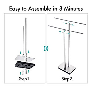 KES Towel Rack Bathroom Hand Towel Holder 2-Tier, Towel Rack for Bathroom Floor, SUS304 Stainless Steel Brushed Finish, BTH221-2