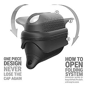 Catalyst Waterproof Special Edition Case for AirPods Pro (1st and 2nd Gen) Compatible Wireless Charging, One-Piece Design, High Drop Protection, with Carabiner, Soft-Touch - Stealth Black