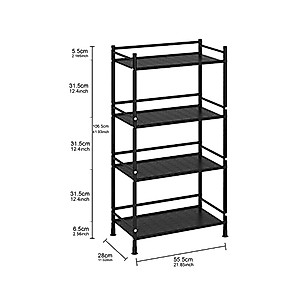 GHQME Metal Standing Bookshelf Space Saver, Storage Tower Rack for Kitchen Bathroom, Storage Shelving Unit Organizer, Outdoor Flower Stand Storage Rack Shelves Bookcase for Home Office
