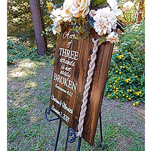 Wood Sign Custom Wedding Gift Personalized Cord Of Three Strands Attached Jute Cords 17 W X 24 T