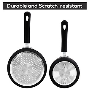 Utopia Kitchen Nonstick Saucepan Set - 1 Quart and 2 Quart - Glass Lid - Multipurpose Use for Home Kitchen or Restaurant (Black)