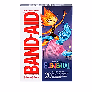 Band-Aid Brand Adhesive Bandages for Minor Cuts & Scrapes, Wound Care Featuring Disney's Elemental Characters, Fun Bandages for Kids and Toddlers, Assorted Sizes, 20 Count
