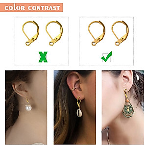 TOAOB 200pcs French Earring Hooks Leverback Ear Wire 10x15mm Silver and Gold Plated Metal Brass Hypoallergenic Earring Supplies Jewelry Making Findings