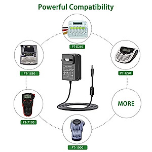 9V AC Power Adapter Printer Charger Cord for Brother Label Maker P-Touch PT-D210 PTD 210 PT-D200VP PTH110, 9 Volt DC Power Supply Replacement for Brother AD-24 AD-24ES AD-20 AD-30.