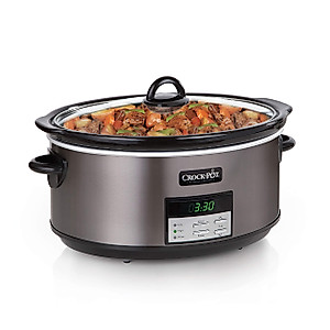 Crock-Pot Large 8 Quart Programmable Slow Cooker with Auto Warm Setting and Cookbook, Black Stainless Steel & Electric Lunch Box, Portable Food Warmer for On-the-Go, 20-Ounce, Black Licorice