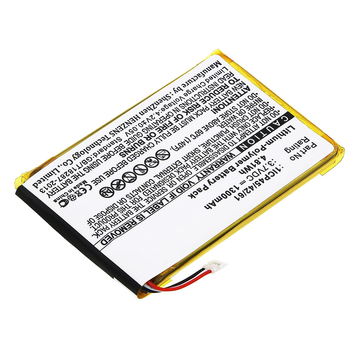 Synergy Digital Credit Card Reader Battery, Compatible with VeriFone e335 Credit Card Reader, (Li-Pol, 3.7V, 1300mAh) Ultra High Capacity, Replacement for VeriFone 1ICP45/42/61 Battery