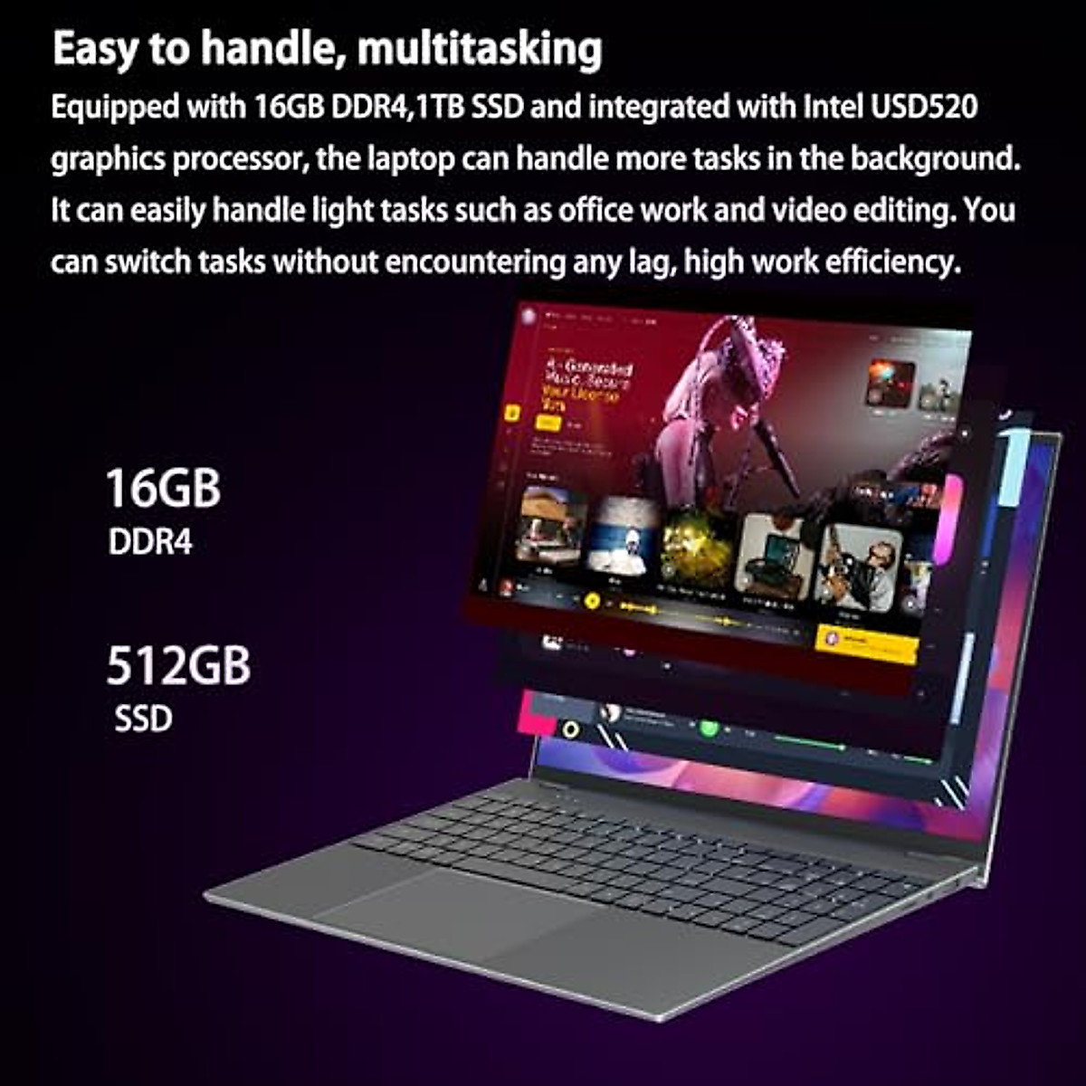 Morostron Win11 Laptop Computer, 15.6 Inch N5095 Quad core 16GB RAM 512G SSD, FHD 1920 * 1080 IPS Display Notebook PC, Backlit Keyboard, Finger Print Touch ID, AC WiFi,All-Metal Body