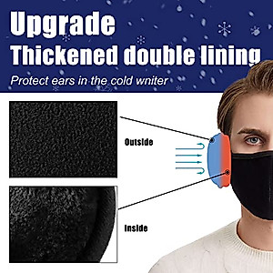 GERGELLA Ear Warmers For Men Women Foldable Fleece Unisex Winter Warm Earmuffs For Cold Winters,Biking,Adjustable,Protects Ears (Black-2 PSC)