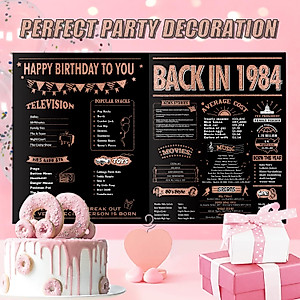 InstaDecor 40th Birthday Card Gifts Women, Happy and Funny 40 Year Old Birthday Greeting Card for Wife, Jumbo 8x10 Inch Print, Rose Gold