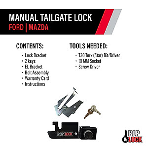 Pop & Lock PL2300 Black Manual Tailgate Lock (Works only with Factory Steel Handle)