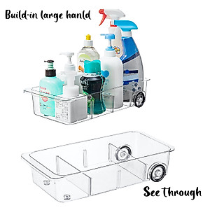 LXLXXL Fridge Organizer Bins With Wheels, 3 Pack Roll Out Refrigerator Organizers And Storage Refrigerator Drawer With Dividers, Upgrade Thick Plastic Pantry Storage Bins, Kitchen Organization