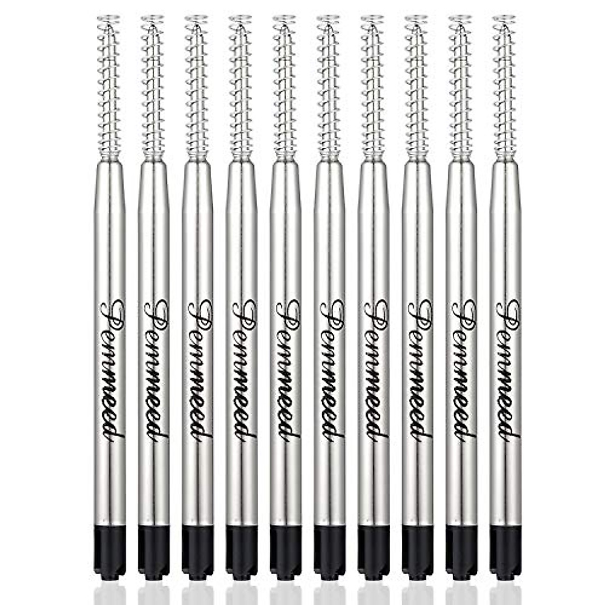 Ballpoint Pen Refills with Spring for Penneed B5/B6/B8 Pen, Parker Waterman Compatible Ballpoint Pen Refills Twist Action Medium Point 1.0mm Pack of 10(Black Ink)