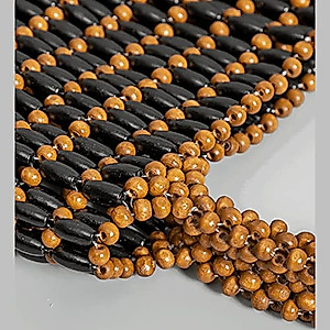 Sushinejing Tote Bag for Women Small Handmade Tote Purse Wood Beaded Retro Handbag (White)