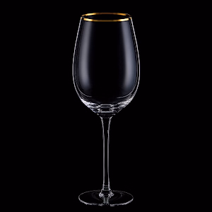 EVEREST GLOBAL Gold Rim Wine Glasses set of 4 Hand Blown Crystal Clear Wine Glassware 21 oz Ideal for Weddings Parties and Women Girls