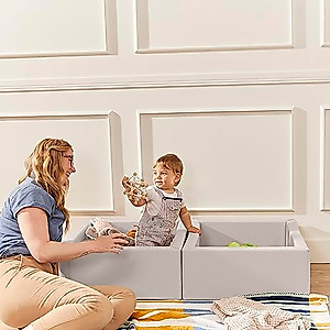 ECR4Kids SoftZone Play Patch Toy Bins, Beginner Playset, Light Grey, 2-Pack