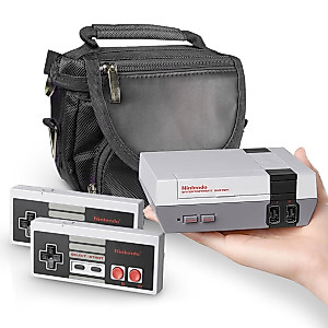 Orzly® Travel & Storage Bag for Nintendo NES Classic Edition (New 2016 Model Mini Version of NES Console) - Fits Console + Cable + 2 Controllers - Includes Shoulder Strap + Carry Handle - Black